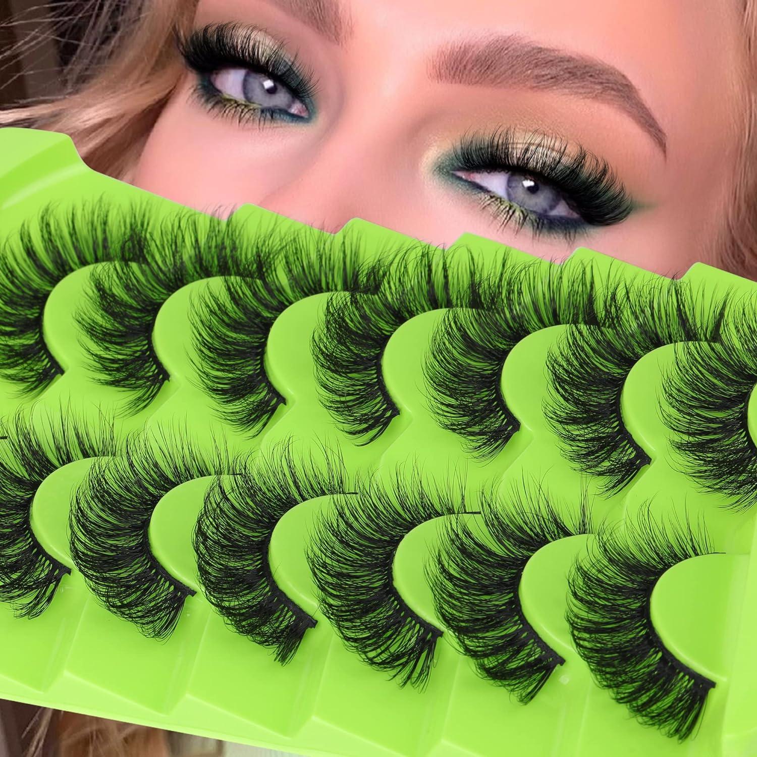 Cat Eye Mink Lashes - Fluffy Wispy Natural False Eyelashes - 18MM Long ...