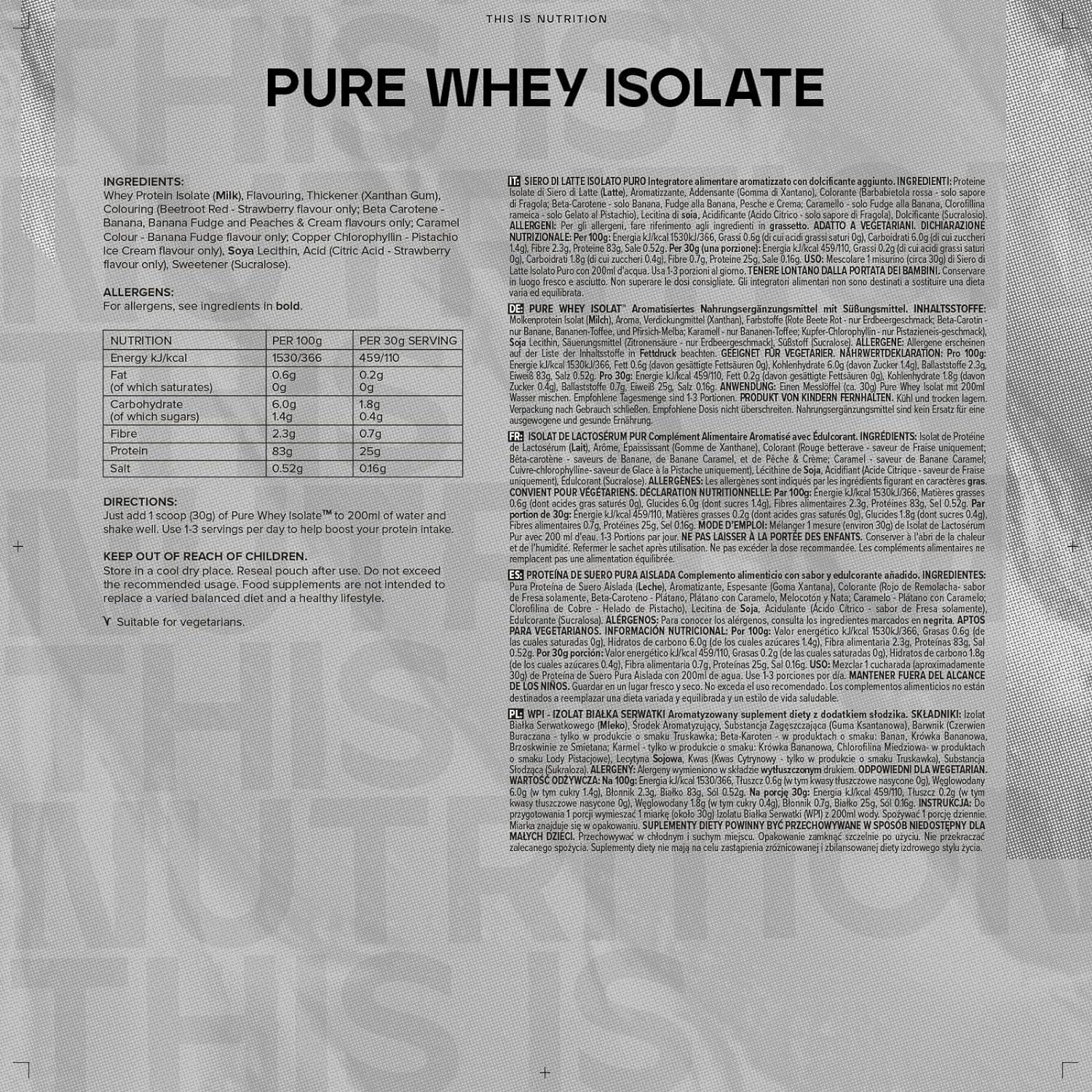 Banana Whey Protein Isolate Powder 1kg - Bulk Packaging, Pure ...