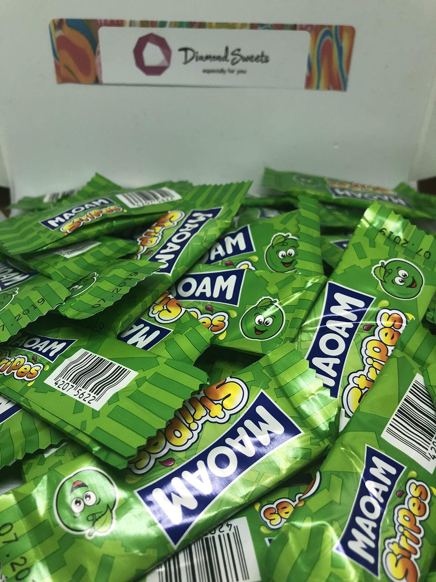 100 x HARIBO MAOAM Stripes Apple Flavour Fruit Chews Sweets Kids Party ...