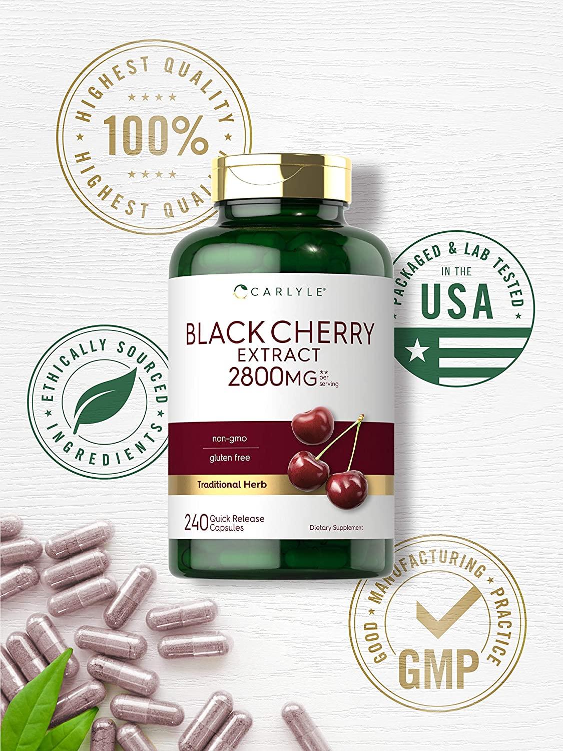 Black Cherry Extract Concentrate 2800mg | 240 Capsules | Non-GMO ...