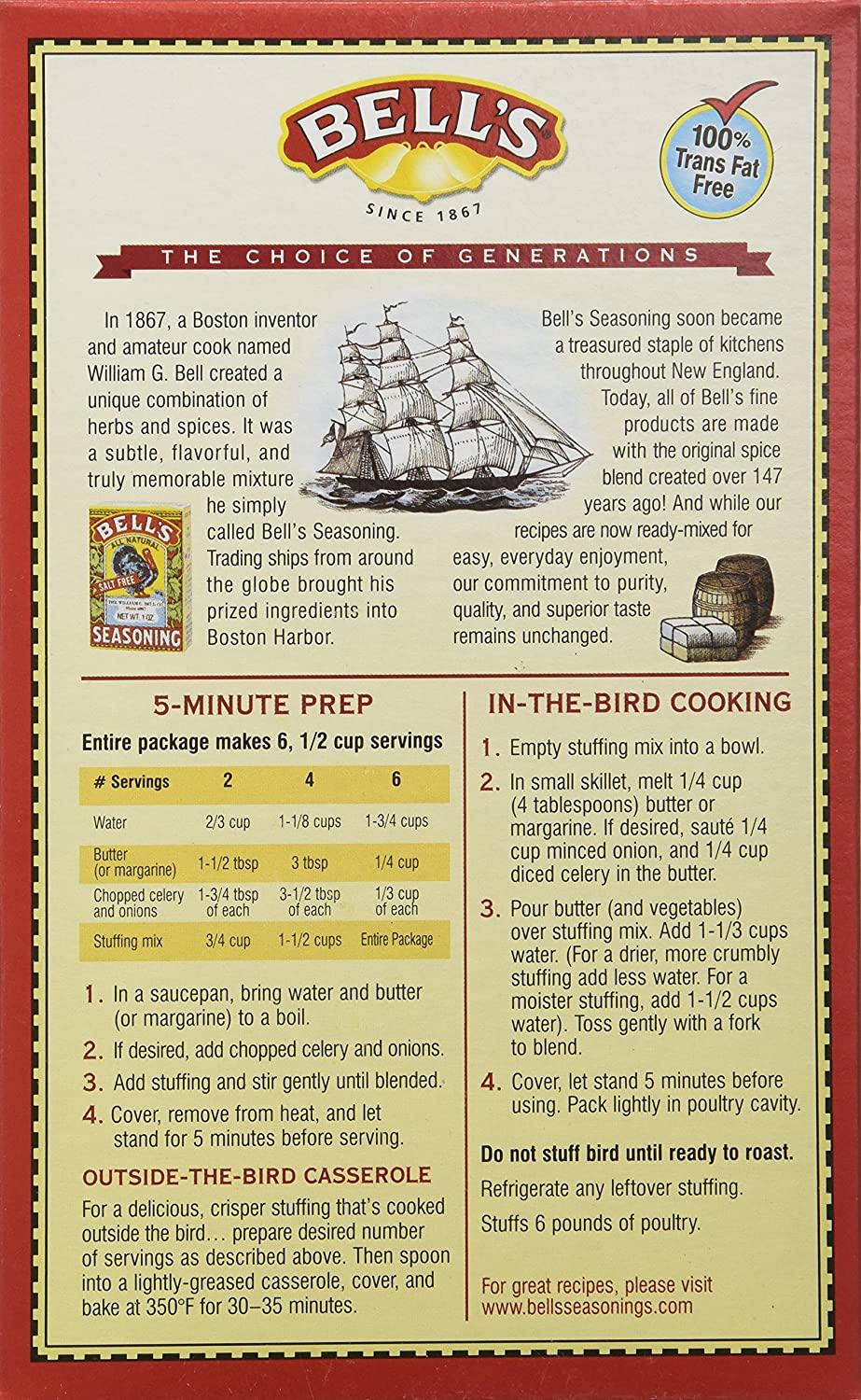 Bell's Traditional Ready Mixed Stuffing 6 Oz - Pack of 3 | Delicious ...