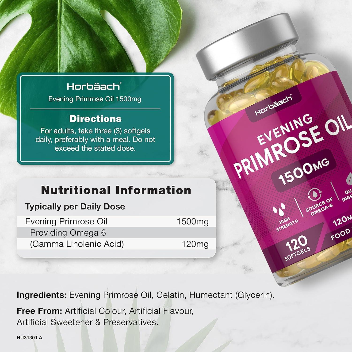 Evening Primrose Oil 1500mg | High Strength with Omega 6 & GLA | Cold ...