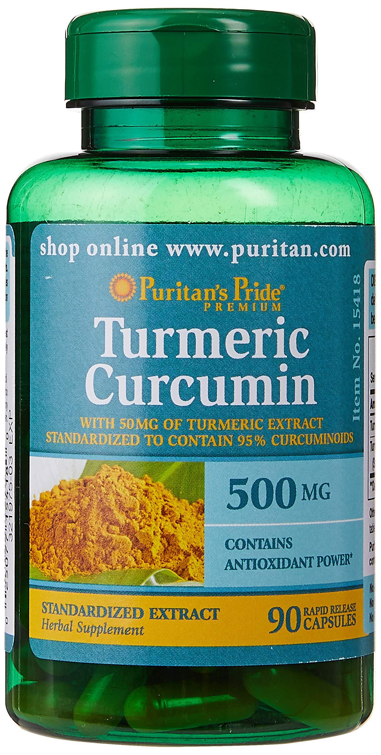 Puritans Pride Turmeric Curcumin 500mg Capsules - 90 Count | Natural ...