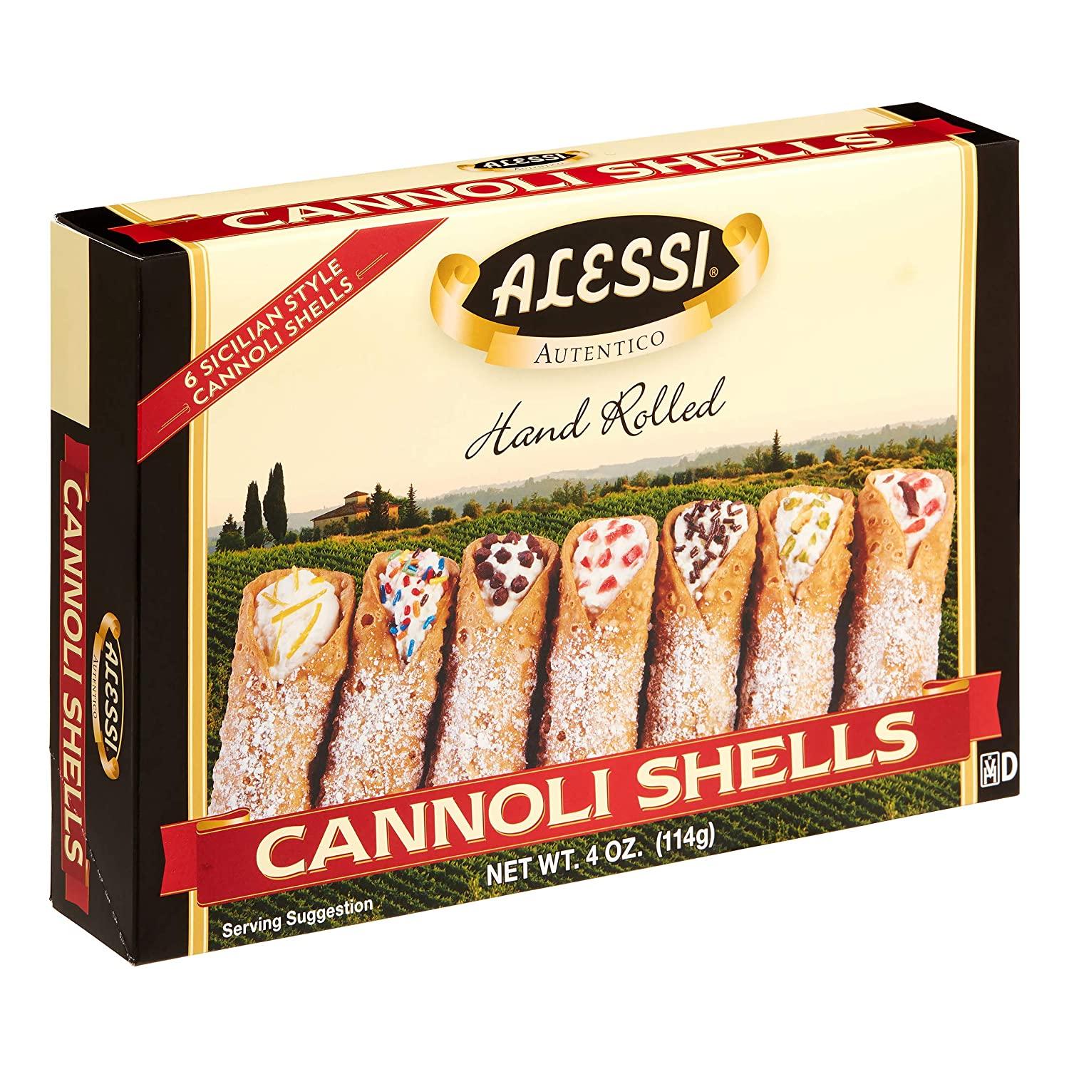 Alessi Cannoli 12 Large Sicilian Style Hand Rolled Shells 2 Pack - Imported from Italy - 4oz x 2 ...