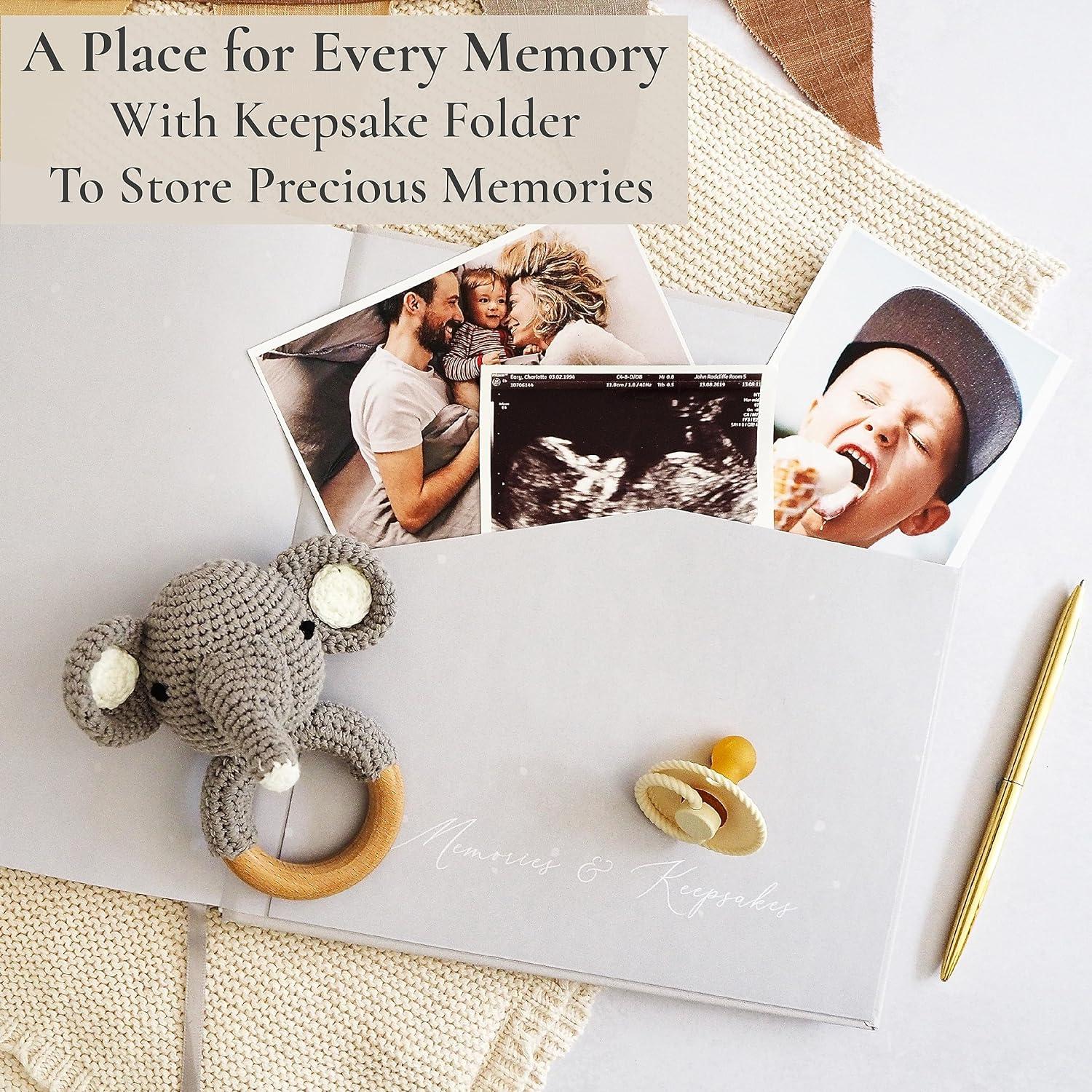Baby Record Book & Scrapbook | 132 Page Memory Album for Newborn Boy ...