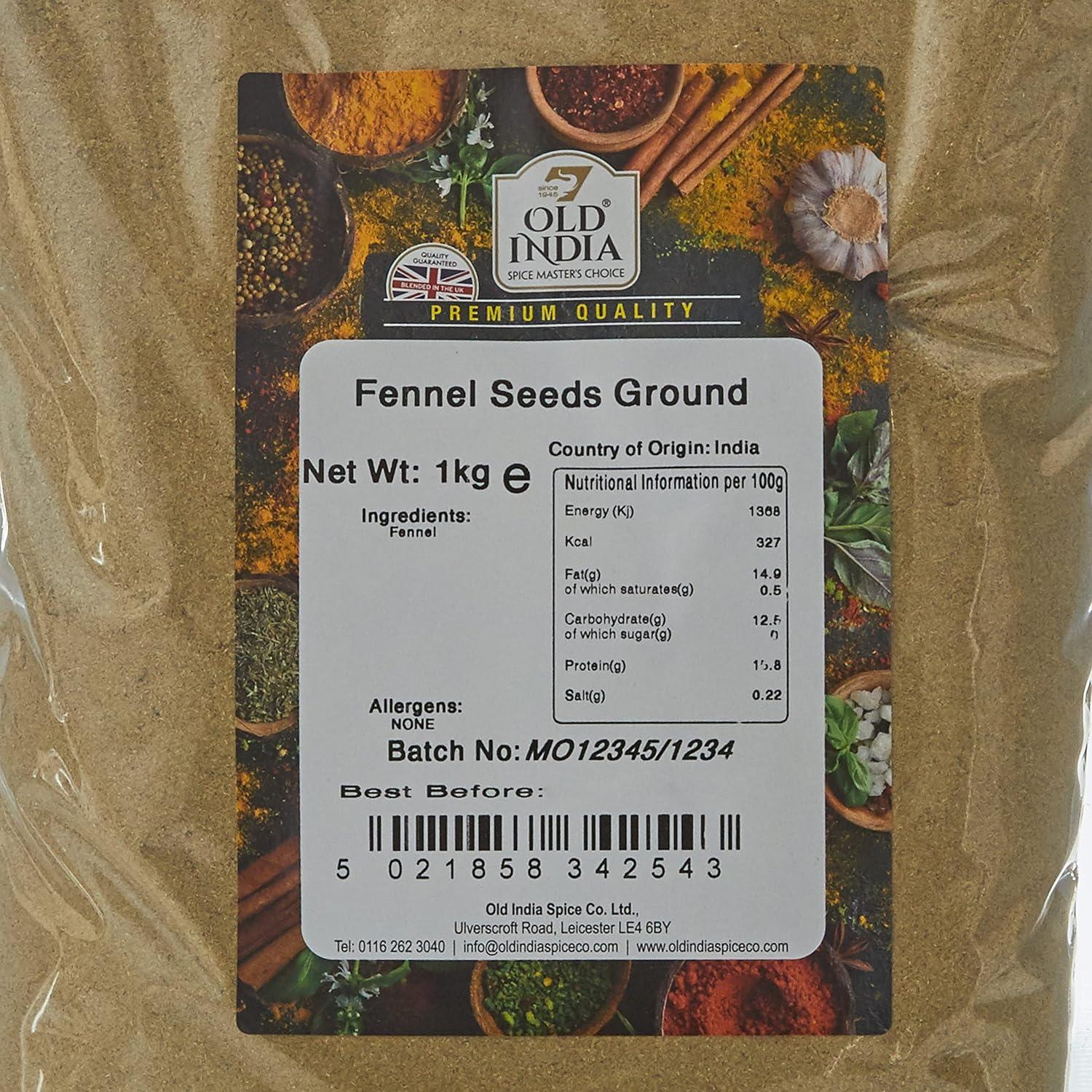 Old India Fennel Seeds Ground 1kg - Authentic Indian Spice (Pack of 1 ...