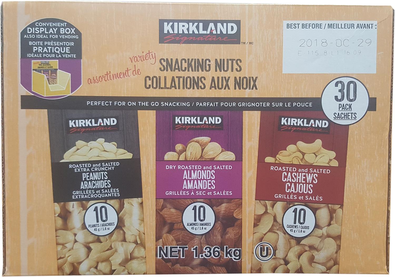 Kirkland signature Variety Snacking Nuts 30 Count 1350g | Buy Now in ...