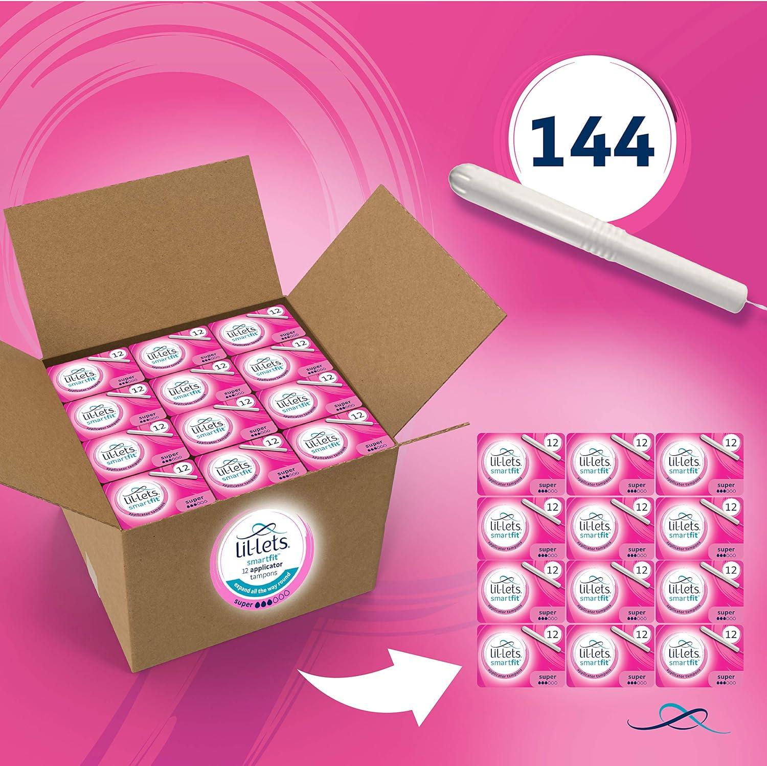 Lil-Lets Cardboard Applicator Super Tampons X 144 | 12 Packs of 12 Tampons | Medium to Heavy ...
