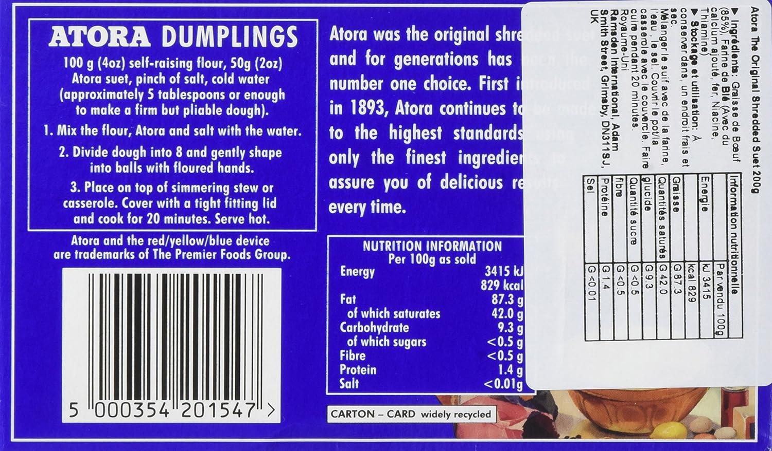 Atora Shredded Beef Suet 200g - High-Quality Cooking Ingredient | Buy ...