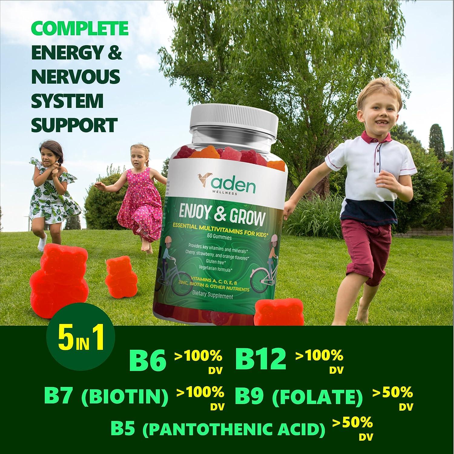 Kids Multi B Vitamin Gummies with B-Complex B6, B12, B9, B7, B5, A, C ...