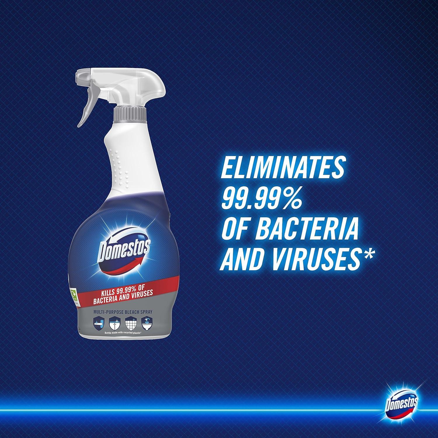 Domestos Bleach Multi-Purpose Cleaner Spray eliminates 99.99% of all ...