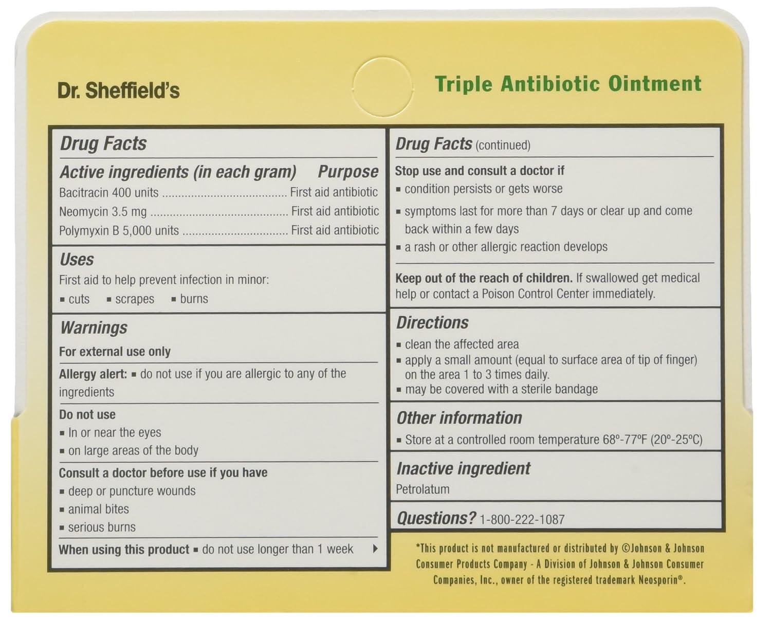 Dr. Sheffield's Triple Antibiotic Ointment 0.33oz Tube (3 Pack) - Fast ...