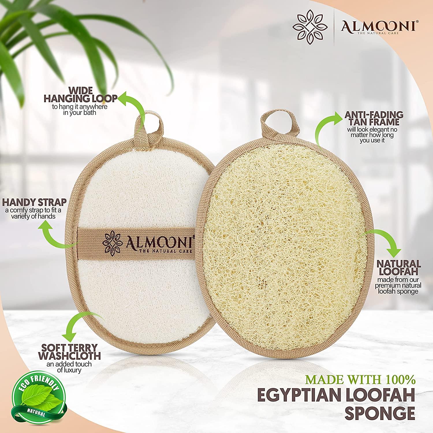 Almooni Premium Exfoliating Loofah Pad Body Scrubber - Natural Egyptian ...
