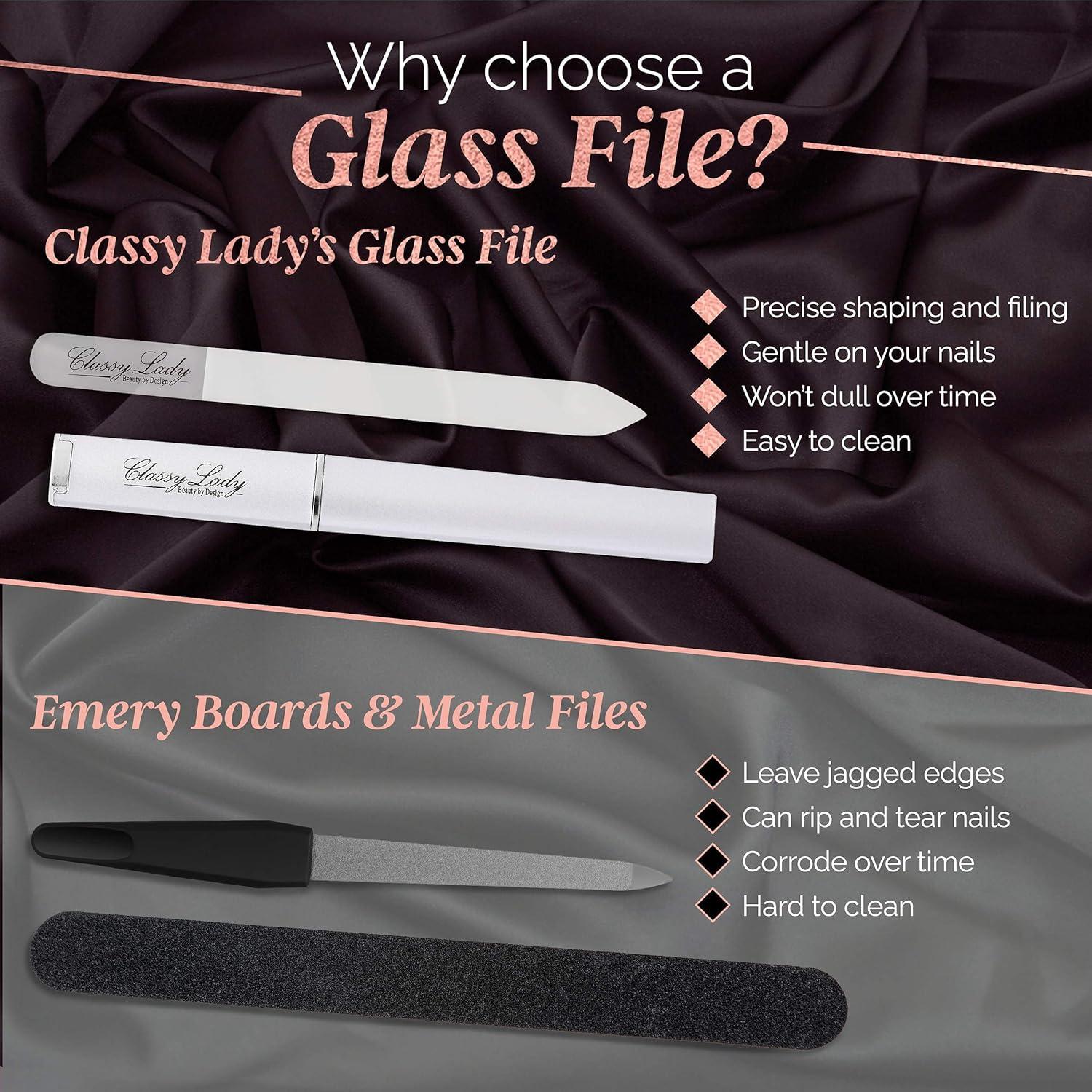 ClassyLady Glass Nail Files Crystal Nail File for Natural Nails Filing ...