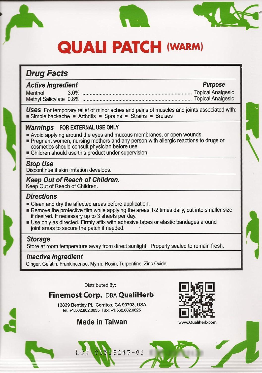 Quali Patch - Warm Pain Relief Patch - 10 Pack - 2 sheets per pack