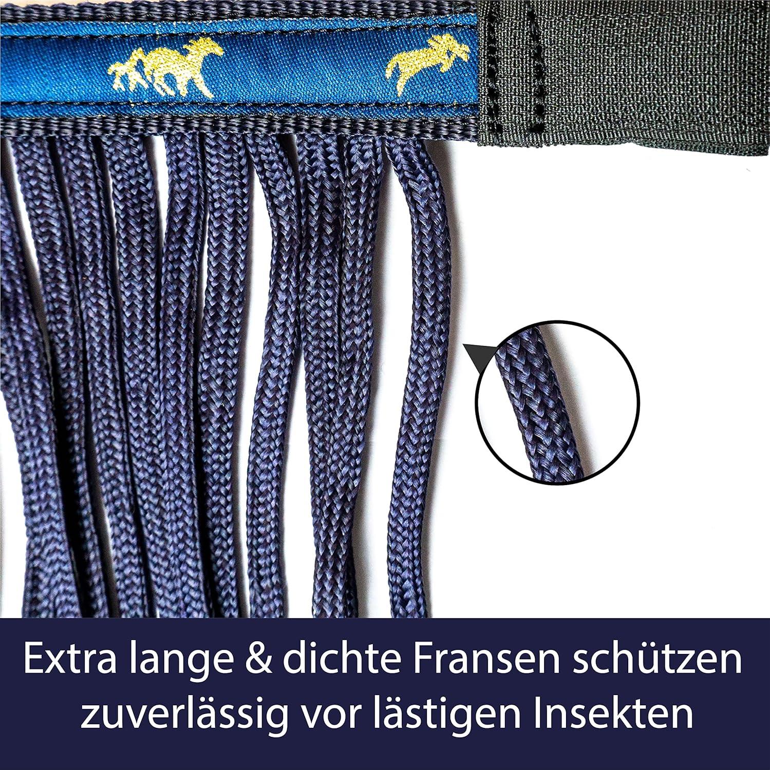 Fly Mask with Fringe & Velcro for Horses - Premium Fly Hood for ...