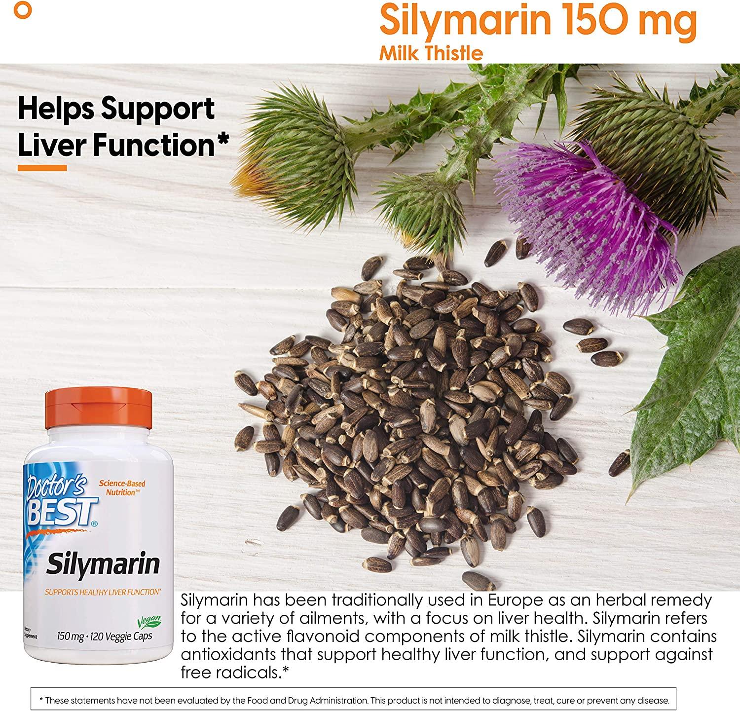 Doctor's Best Silymarin 150 mg - 120 Veggie Caps for Liver Support ...
