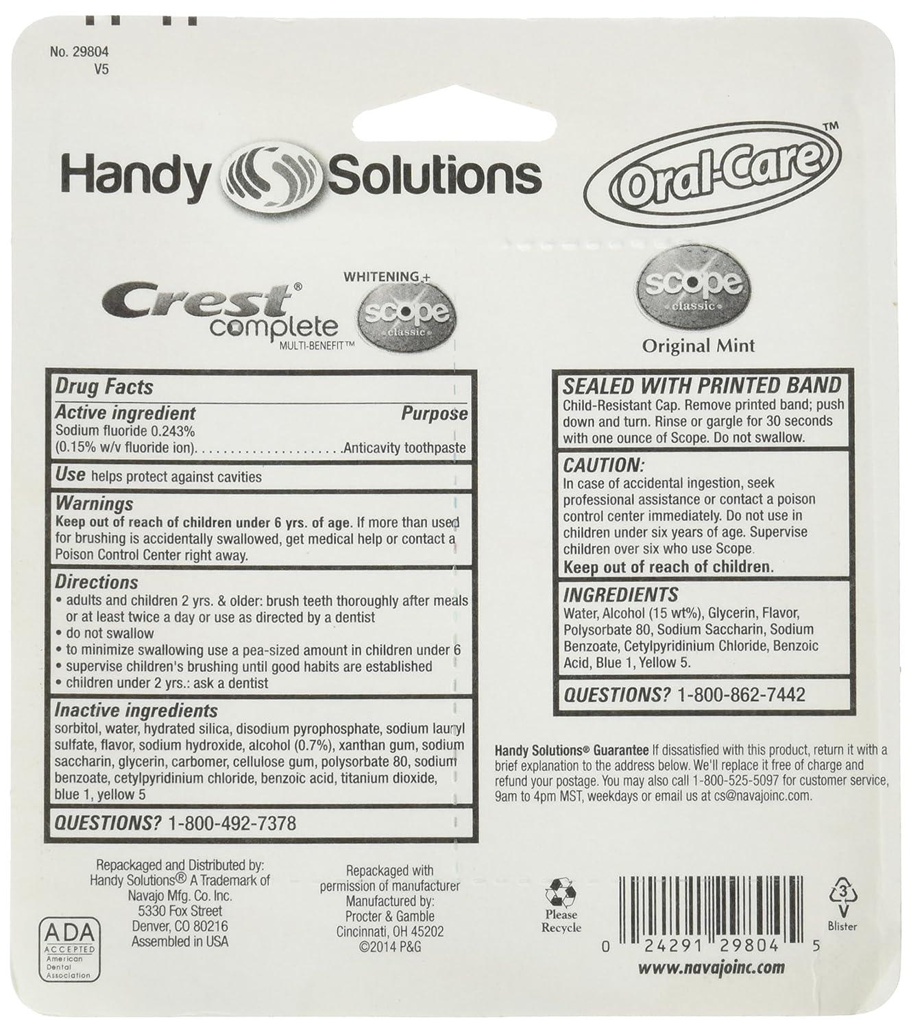 Handy Solutions Oral Care 3-Piece Travel Size Set - Mouthwash ...