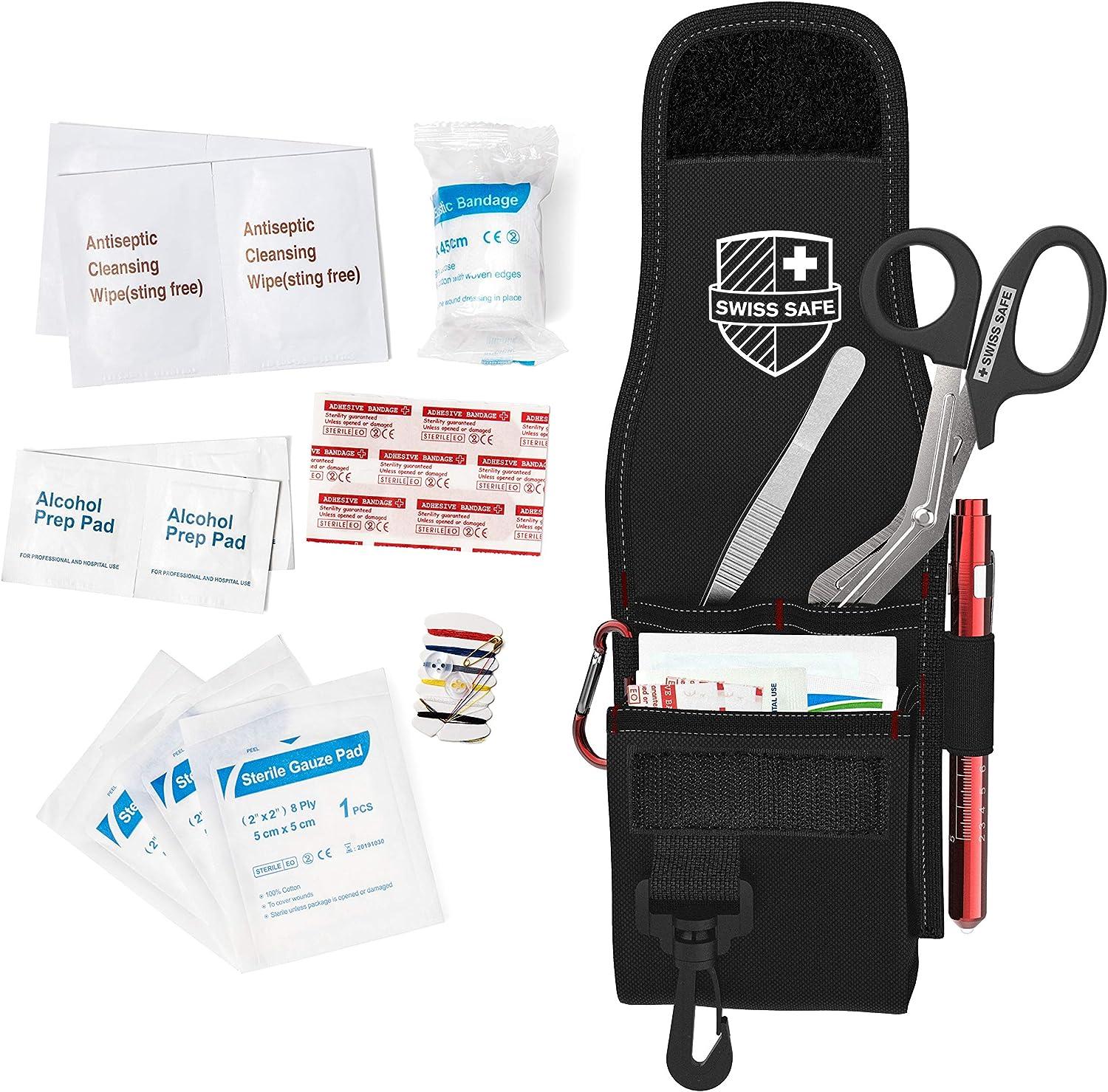 Swiss Safe EMT Survival First Aid Kit - Fully Stocked 22 Piece Set with ...