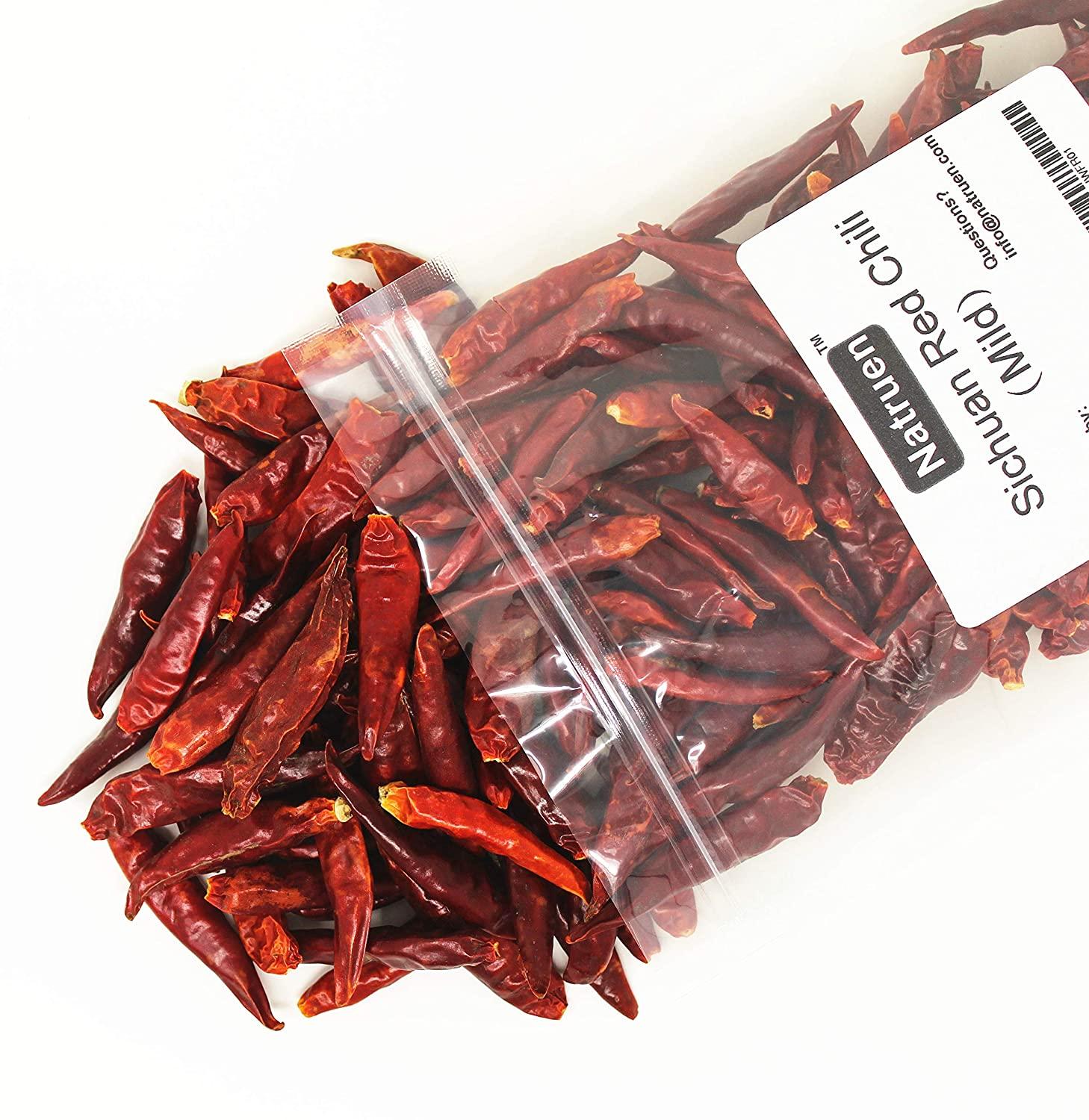 Natruen Whole Dry Szechuan Chinese Red Chili Pods 4oz, Mild, Facing ...