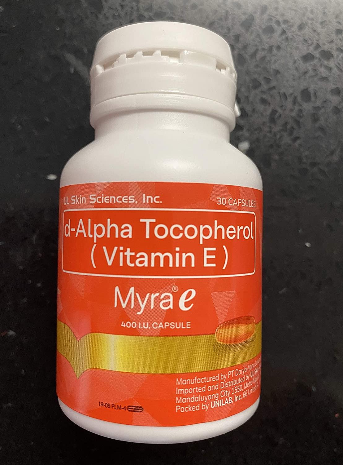 60 Capsules Myra E 400 IU Vitamin E D Alpha Tocopherol Top Quality 60 Capsules Myra E 400 IU Vitamin E D Alpha Tocopherol Top Quality