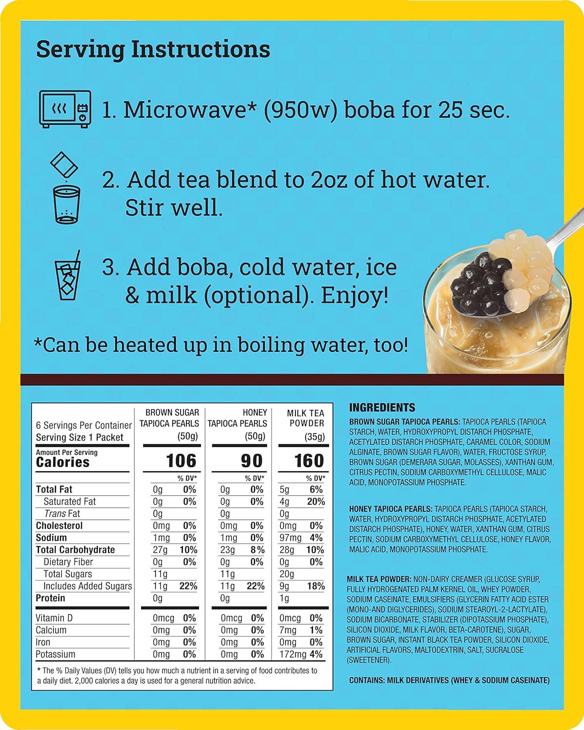 Boba Fide Instant Boba Milk Tea Kit - 6 Pack with Brown Sugar Boba ...
