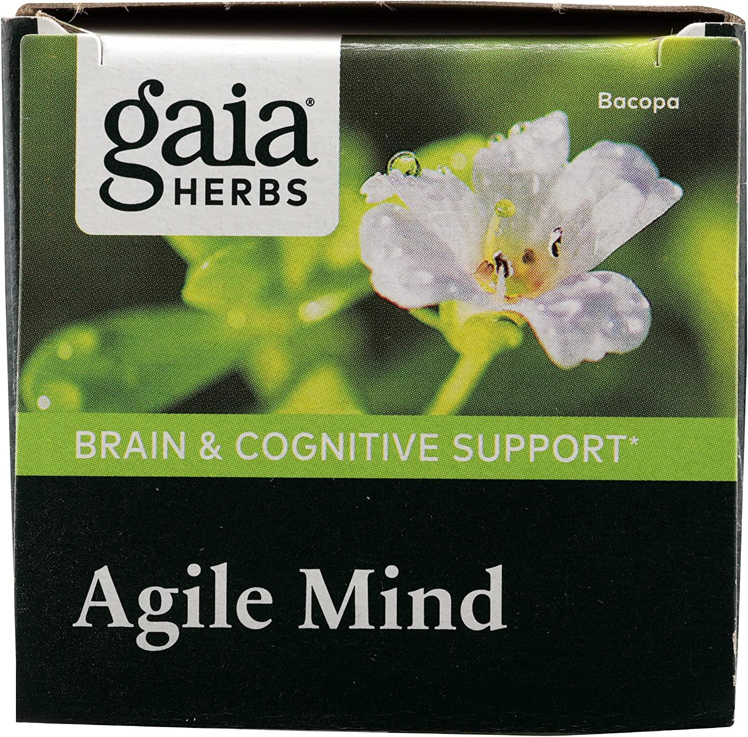 Gaia Herbs Agile Mind - Brain & Cognitive Support with Turmeric, Bacopa & Ginkgo Biloba - 60 ...