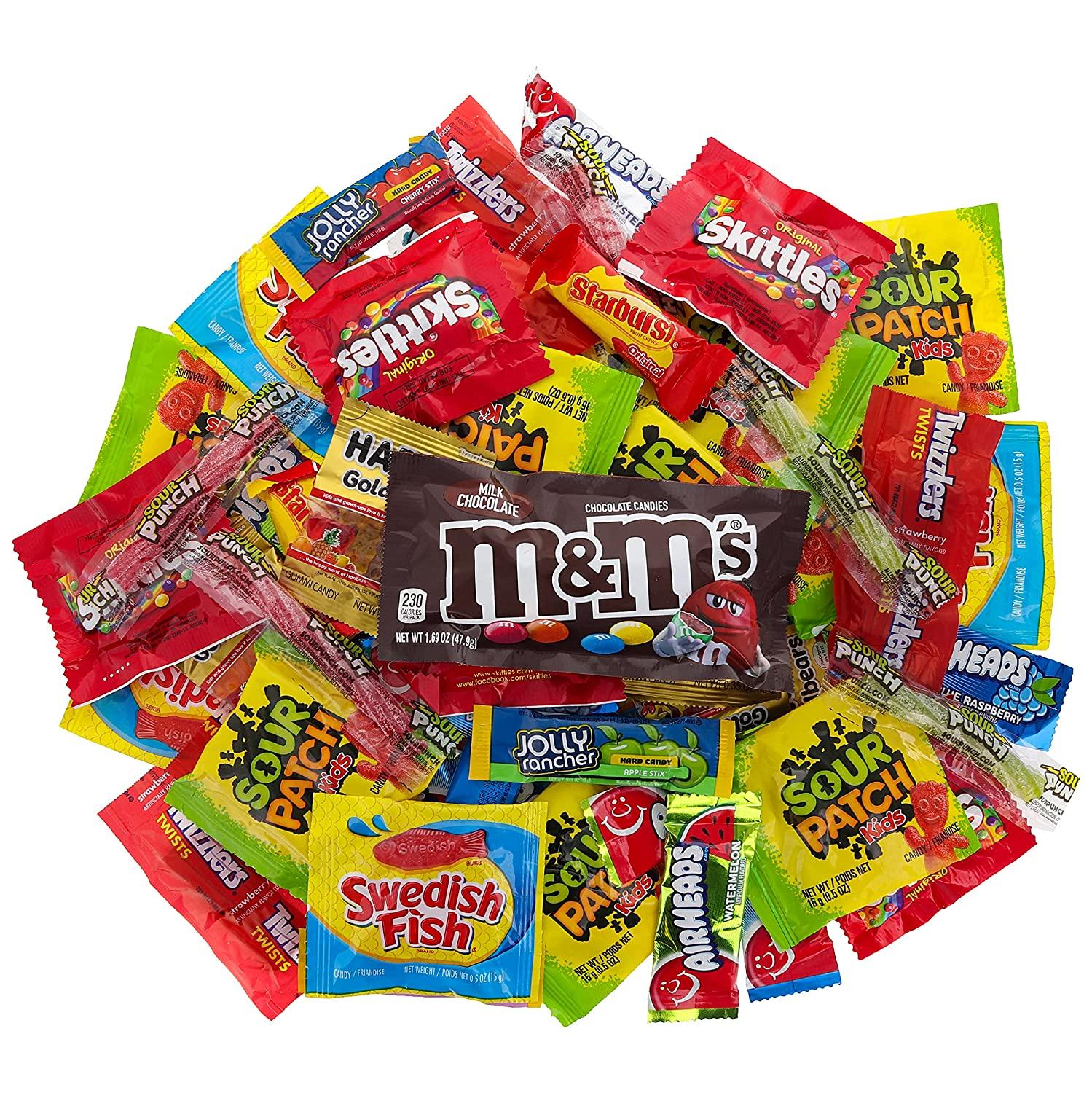 Bite-Sized Candy Care Package Gift Box - Variety Pack of Skittles, Sour ...