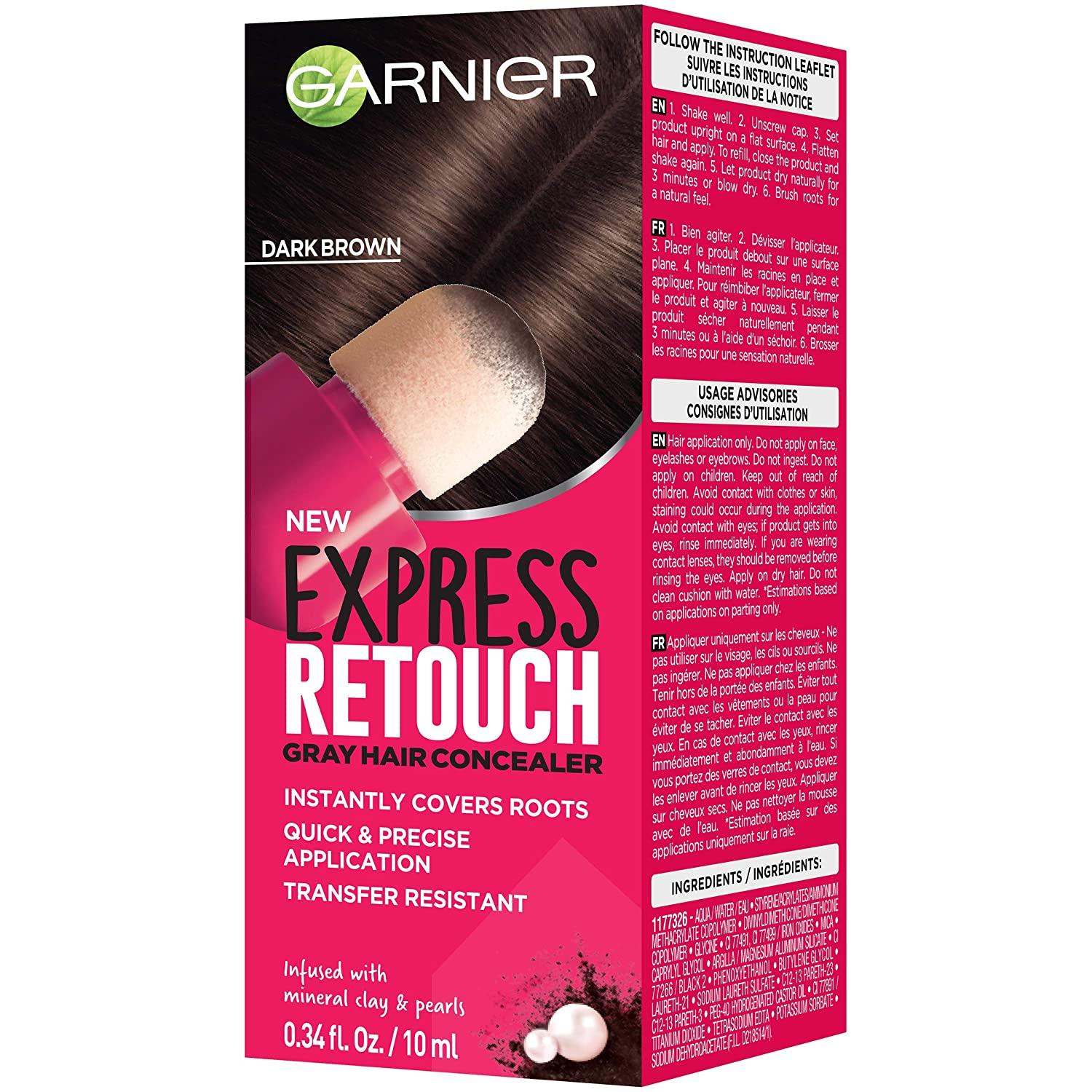 Garnier Express Retouch Gray Hair Concealer Dark Brown - Root Touch Up ...