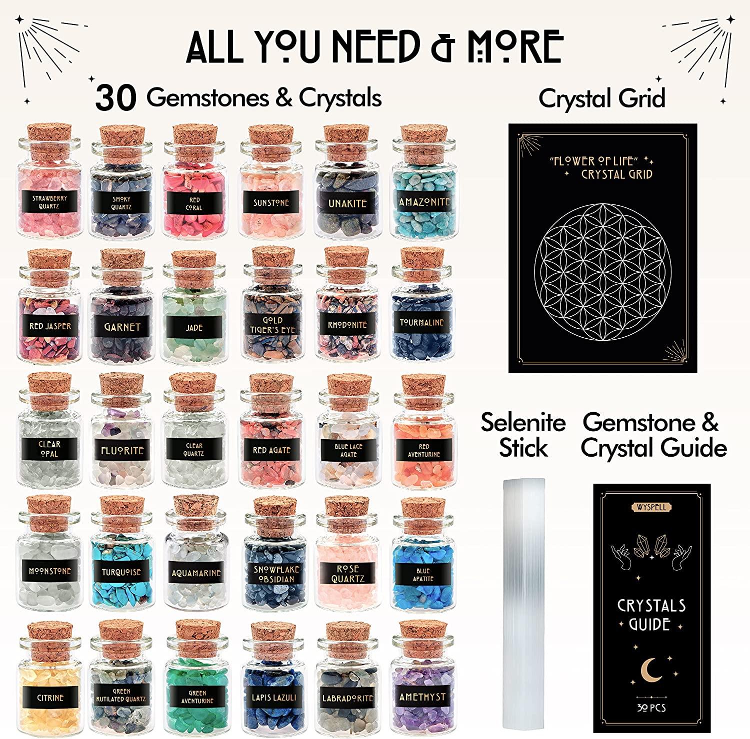 30 PCS Witchcraft Crystals in Jars - Real Healing Stones for Altar ...