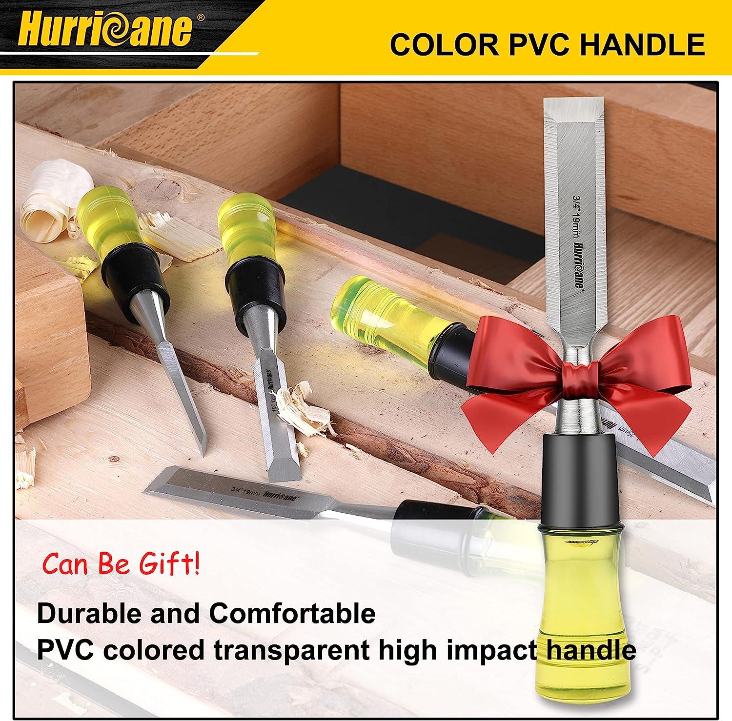 Hurricane 4 Piece Wood Chisel Set for Woodworking CR-V Steel Beveled ...