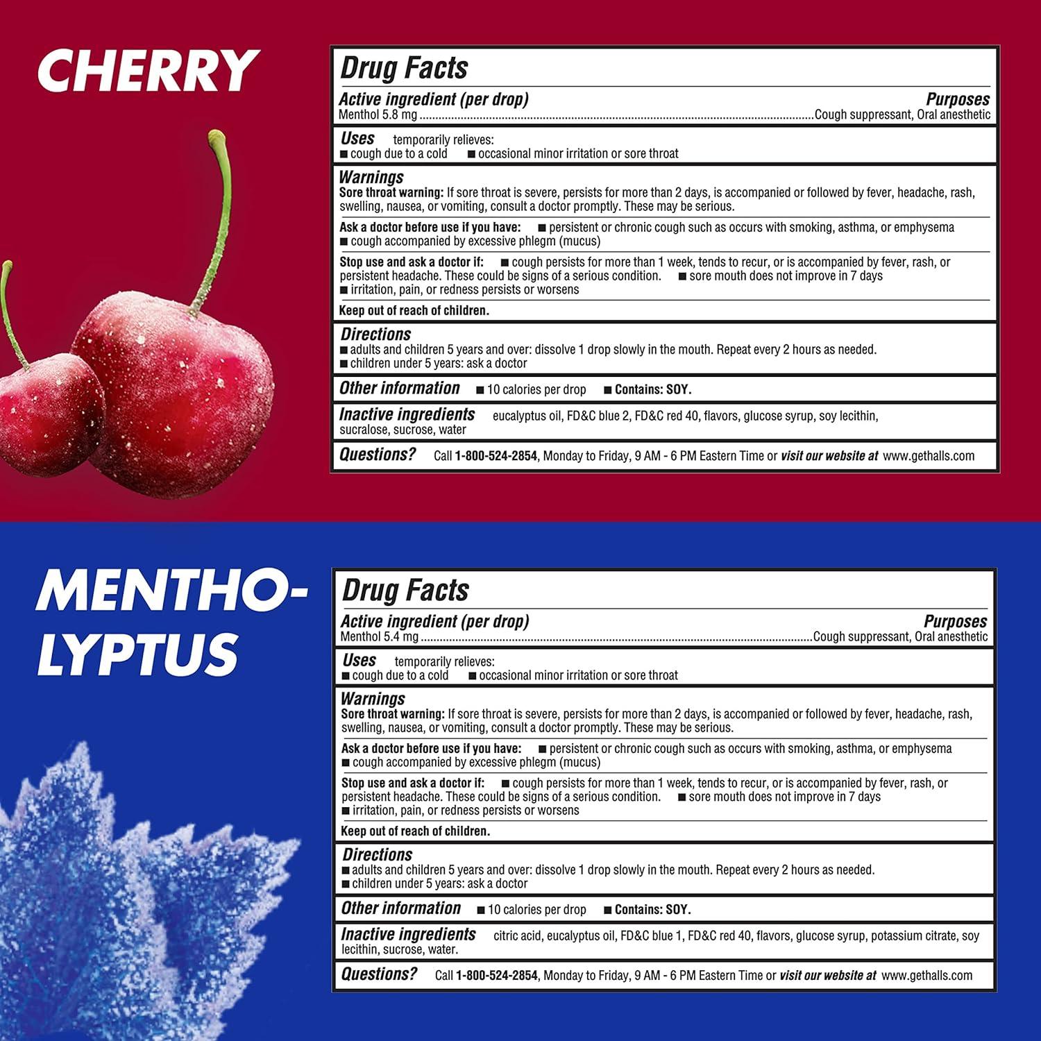 HALLS Relief Variety Pack - Cherry & Mentho-Lyptus Cough Drops - 400 ...
