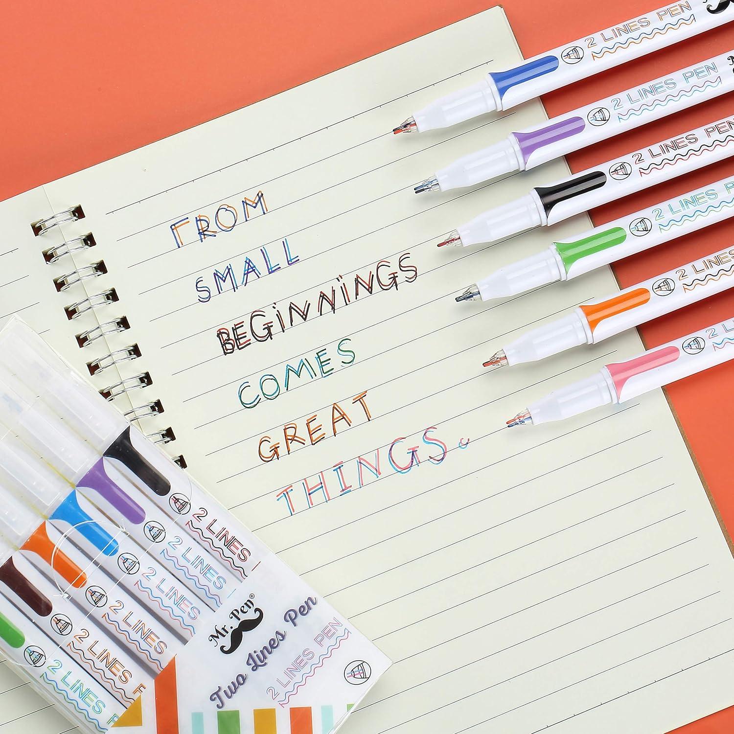 Mr. Pen Double Line Pen 6 Pack - Assorted Colors for Bible Journaling ...