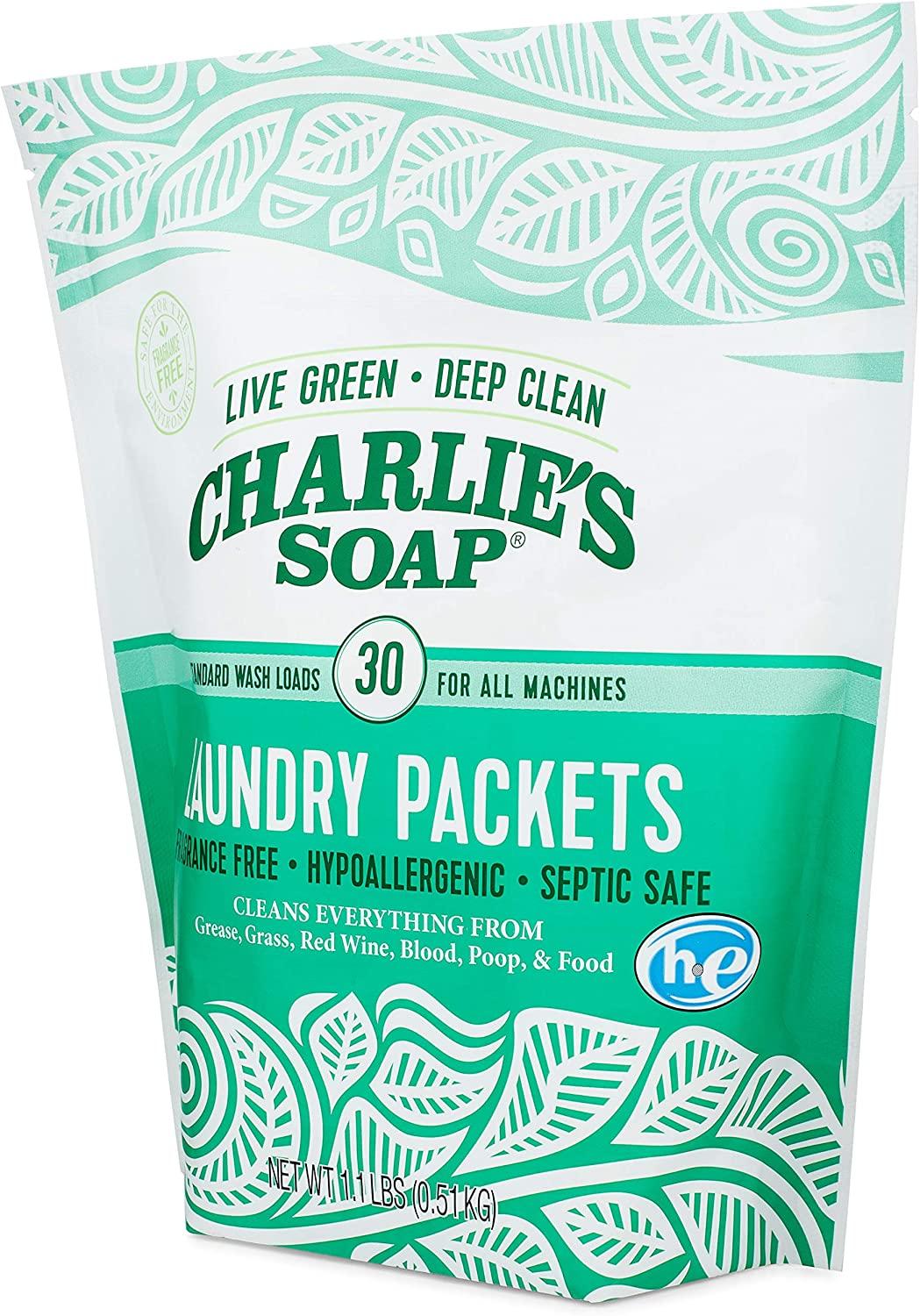 Charlieâ€™s Soap Unscented Powdered Laundry Packets - 30 Count | 6 Pack ...