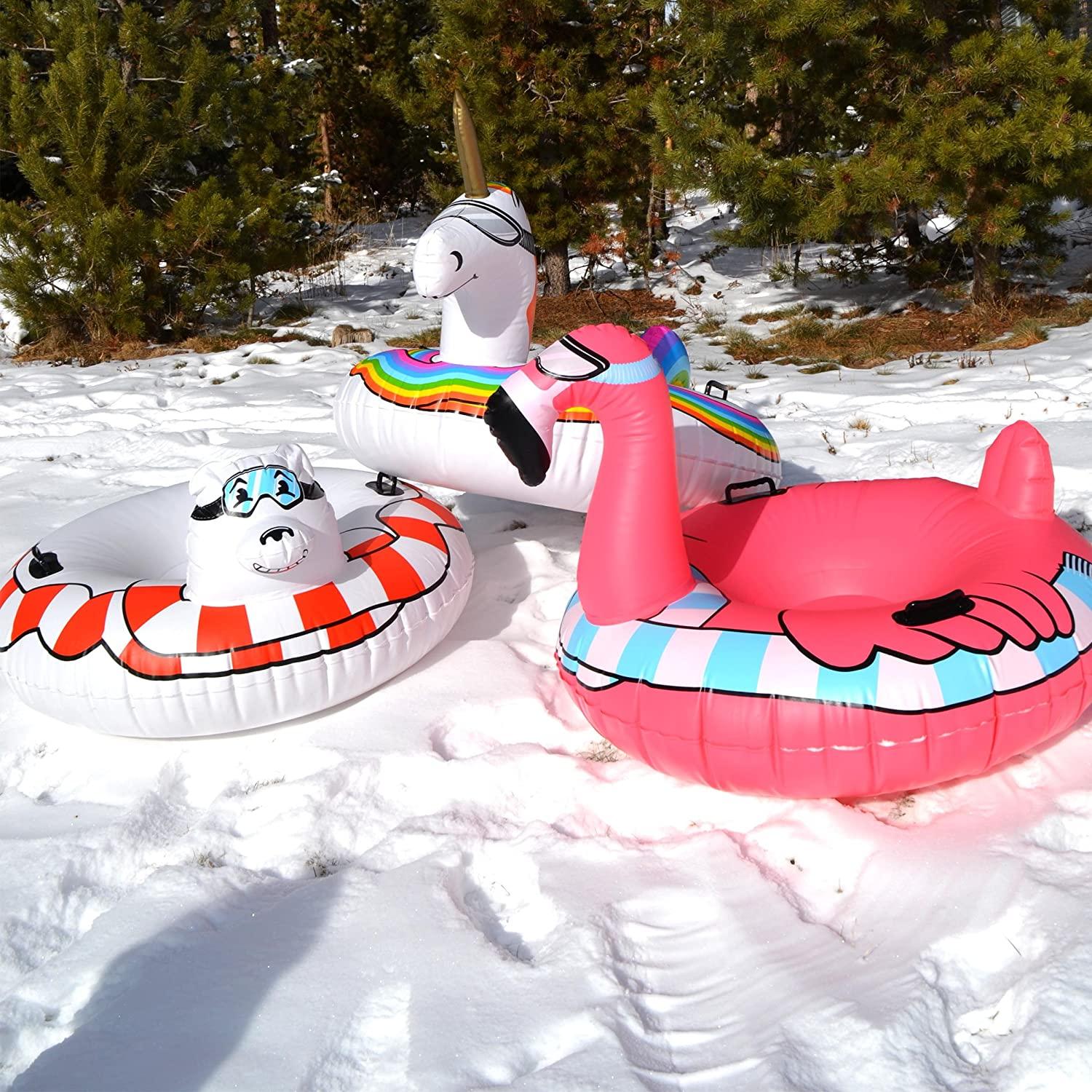 GoFloats Winter Snow Tube - Inflatable Sled for Kids & Adults - Unicorn ...