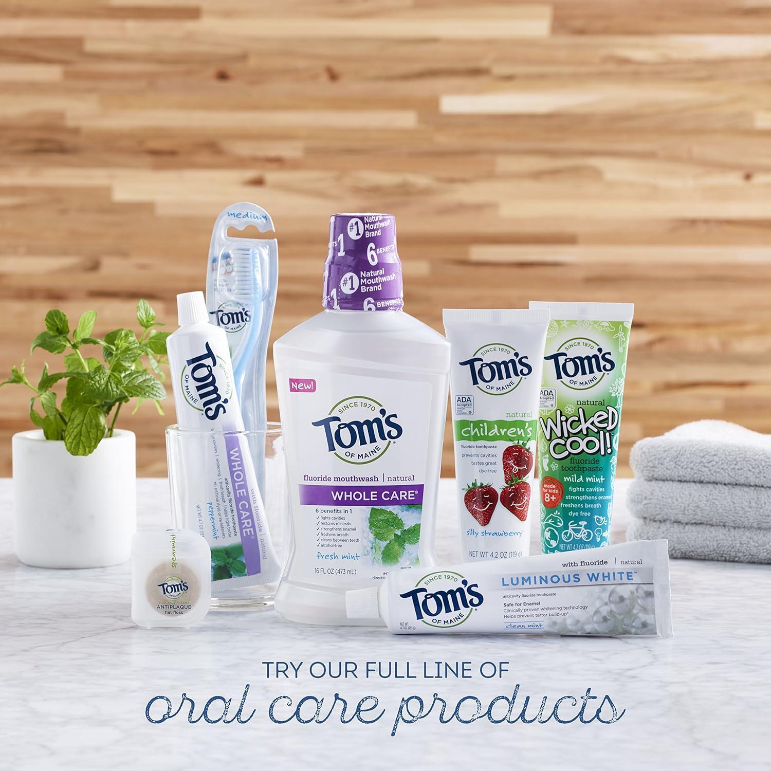 Tom's of Maine Whole Care Fluoride Whitening Toothpaste, Spearmint 4 ...