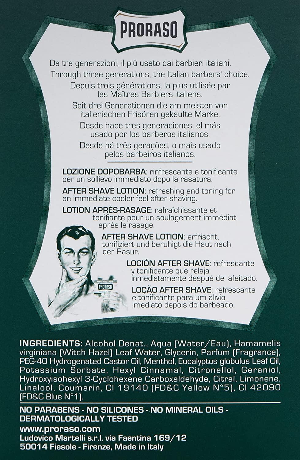Proraso Men's After Shave Lotion - Refreshing & Toning with Menthol ...
