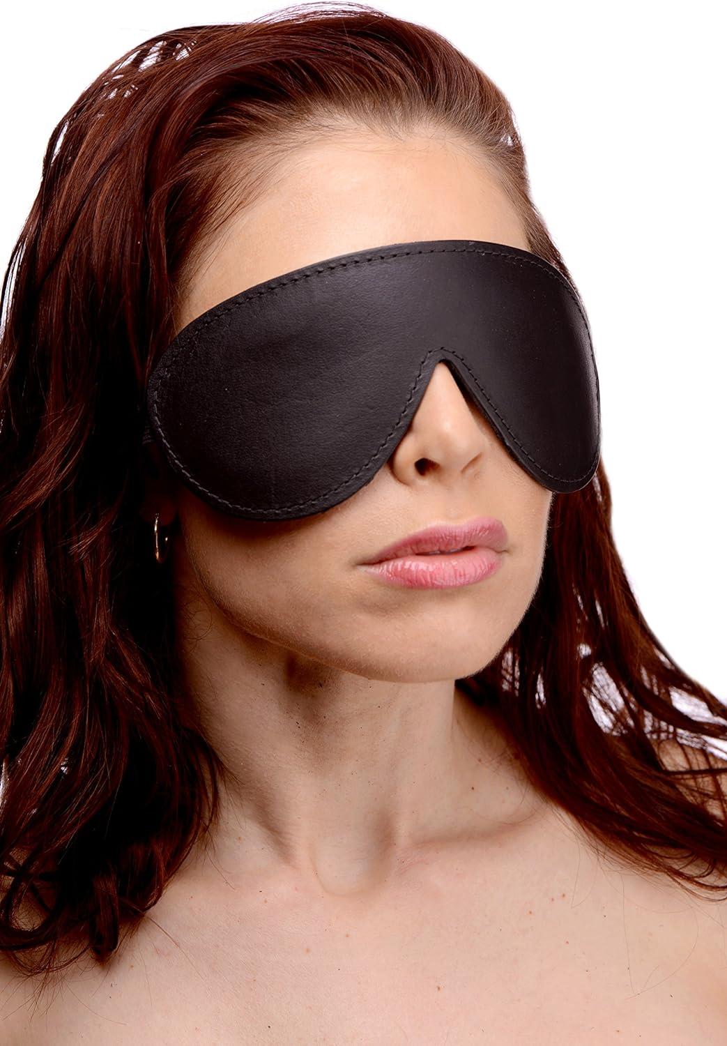 Black Leather Blindfold with Padded Inside