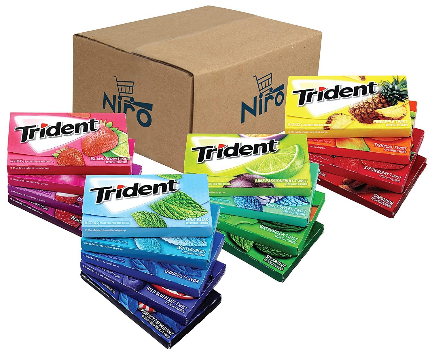 Trident Sugar-Free Chewing Gum Assorted Flavors 10 Pack | Niro Assorted ...