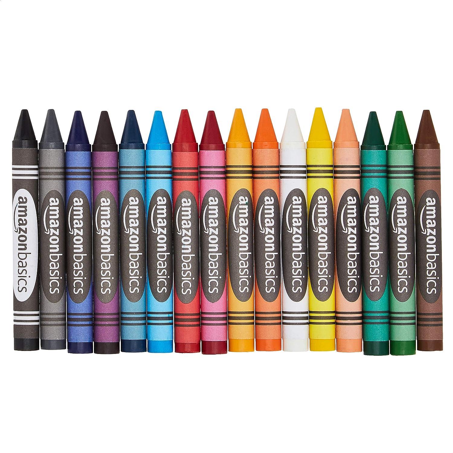 Amazon Basics Jumbo Crayons - 16 Assorted Colors, 2-Pack Jumbo 16 Count ...