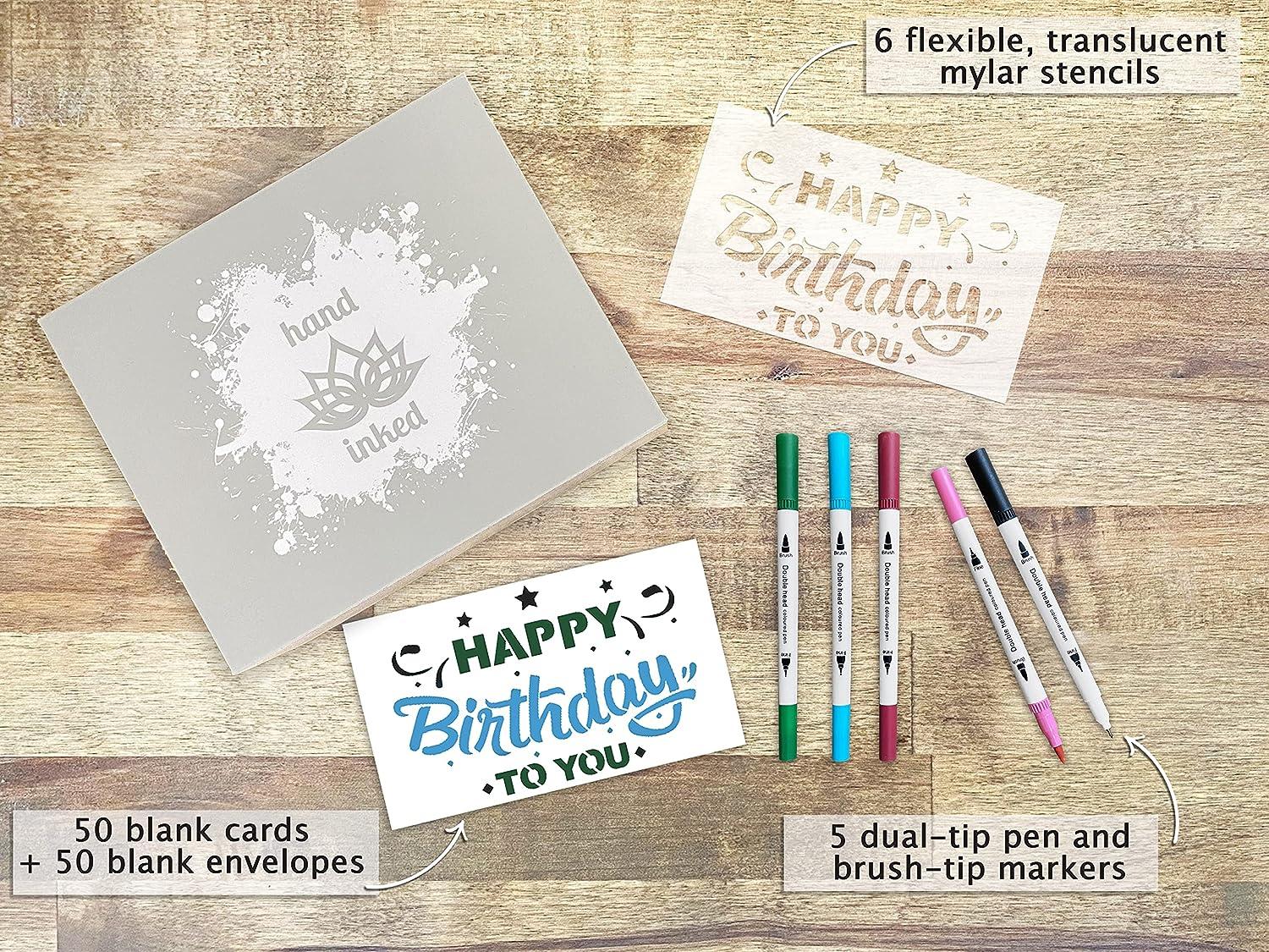 Hand Inked Card Making Kit - DIY Greeting Card Stencil Set | Stationary ...