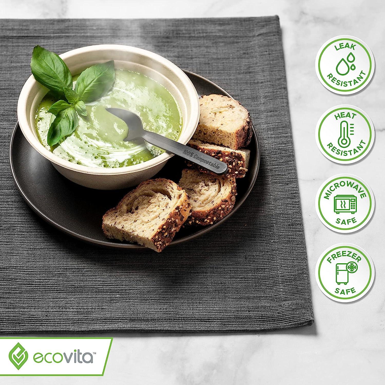 Ecovita 16 oz 100% Compostable Paper Bowls - Pack of 150 | Eco-Friendly ...
