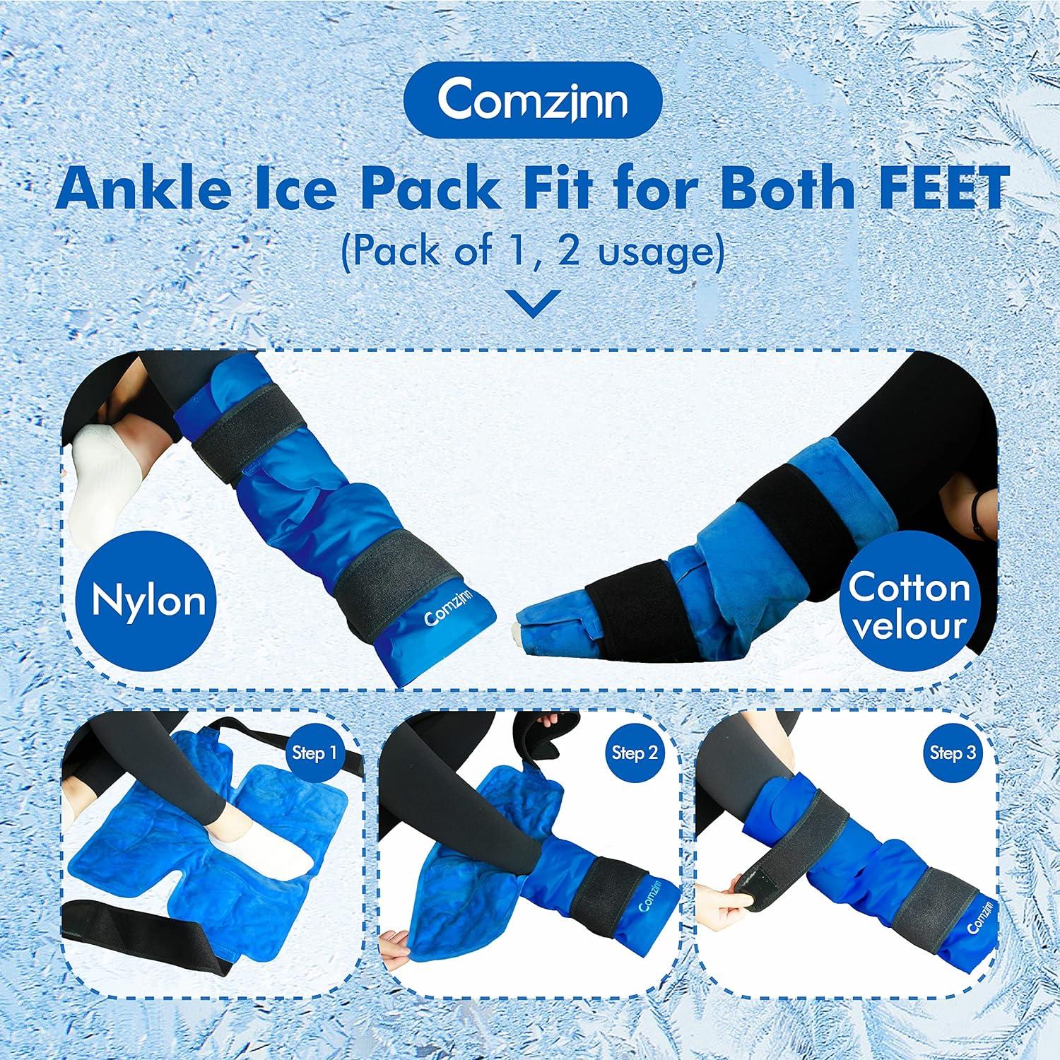 Comzinn Ankle Ice Pack Wrap - Compression for Plantar Fasciitis Relief ...