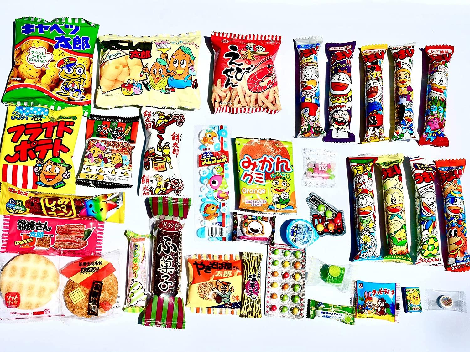 Japanese Snack Assortment - 35 pcs, 27 Types of DAGASHI OHIMESAMA Snack ...