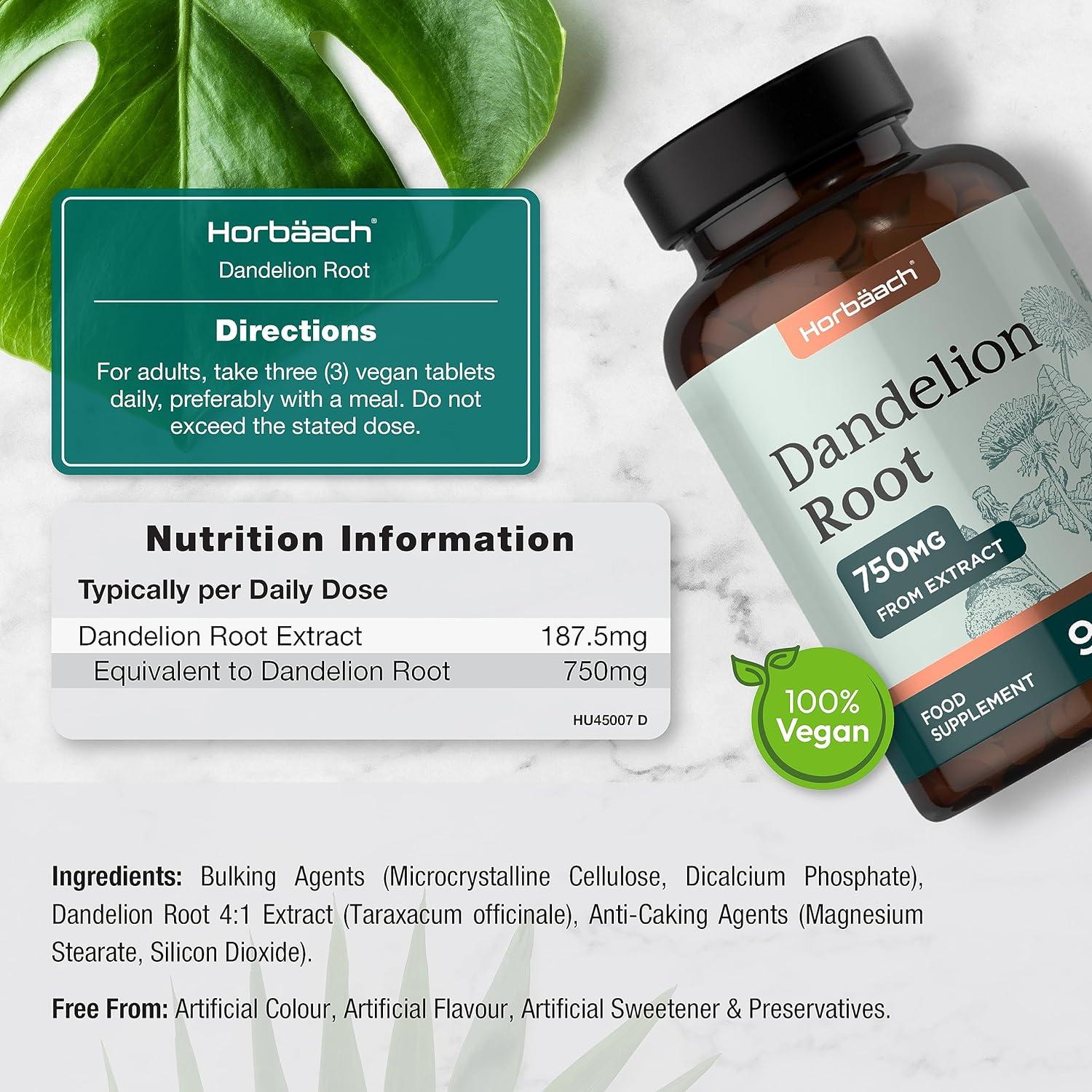 Dandelion Root Extract 750mg | Liver & Digestion Support | 90 Vegan ...