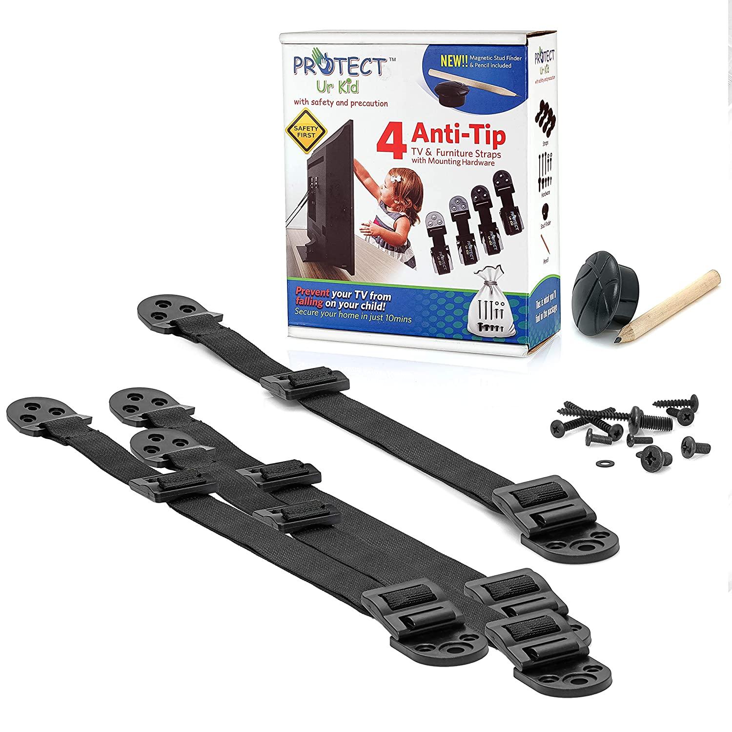 Anti Tip Furniture Anchor & TV Straps w/Ultra-Strong Mounting Hardware ...