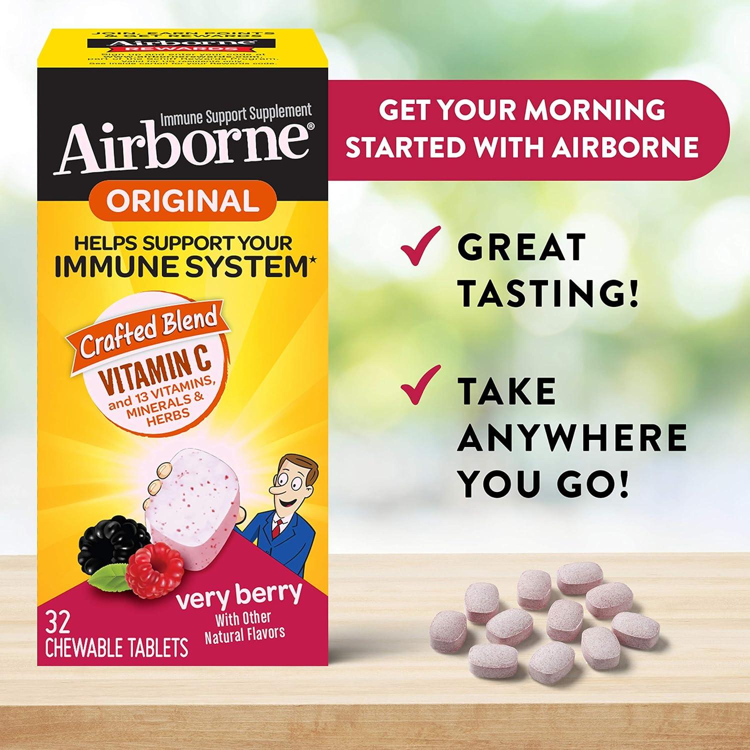 Airborne Vitamin C 1000mg Very Berry Chewable Tablets (32 Count ...