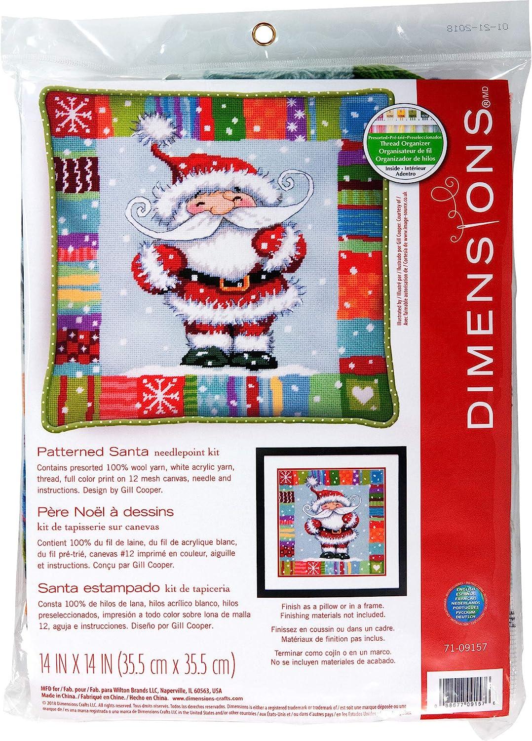 Patterned Santa Claus Christmas Needlepoint Kit - 14'' x 14 | Buy Now ...