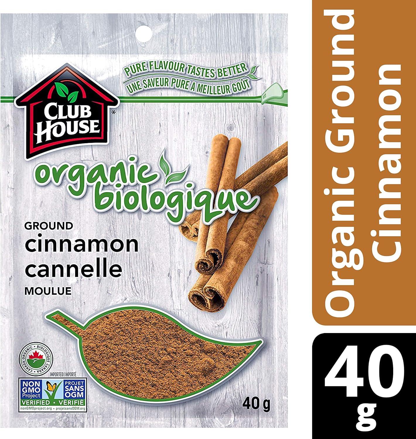 Club House Quality Natural Herbs & Spices Organic Ground Cinnamon 40g ...