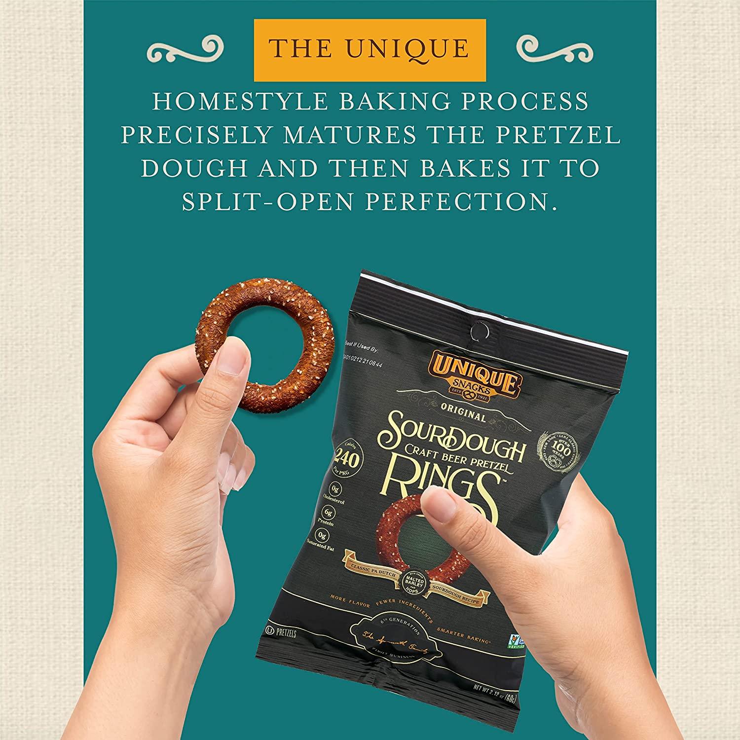 Unique Snacks Sourdough Craft Beer Pretzel Rings - Salted - 24 Pack | 2 ...